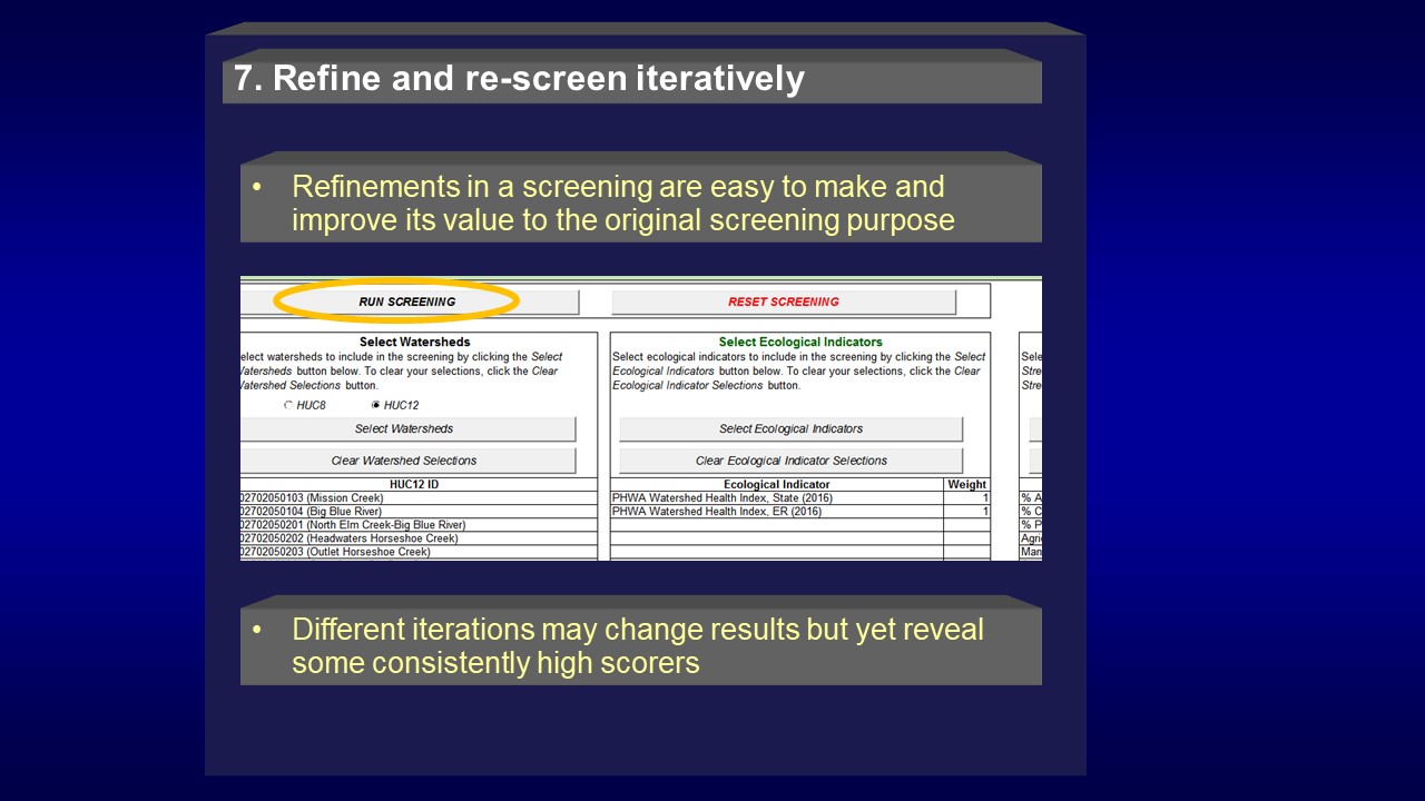 Step 7: Refine and Re-Screen Iteratively, then Use Your Results | US EPA