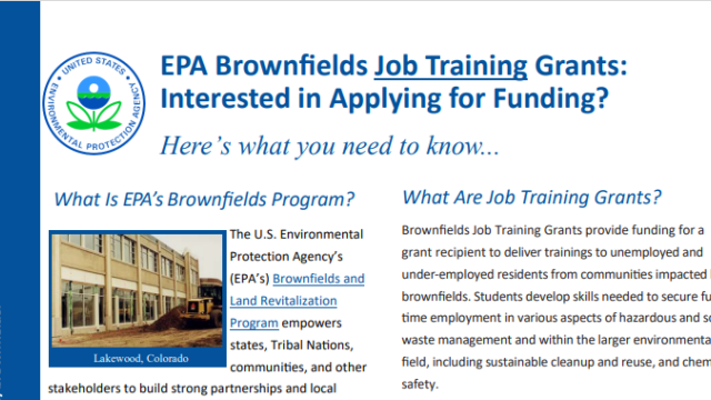 Brownfields Job Training Grants | US EPA