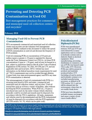 Fact Sheet for Preventing and Detecting PCB Contamination in Used Oil ...