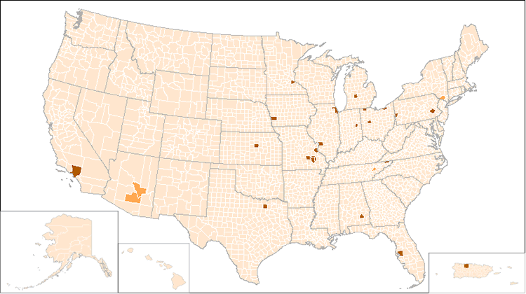 Map of Nonattainment Areas for the 2008 Lead Standards | Air Quality ...
