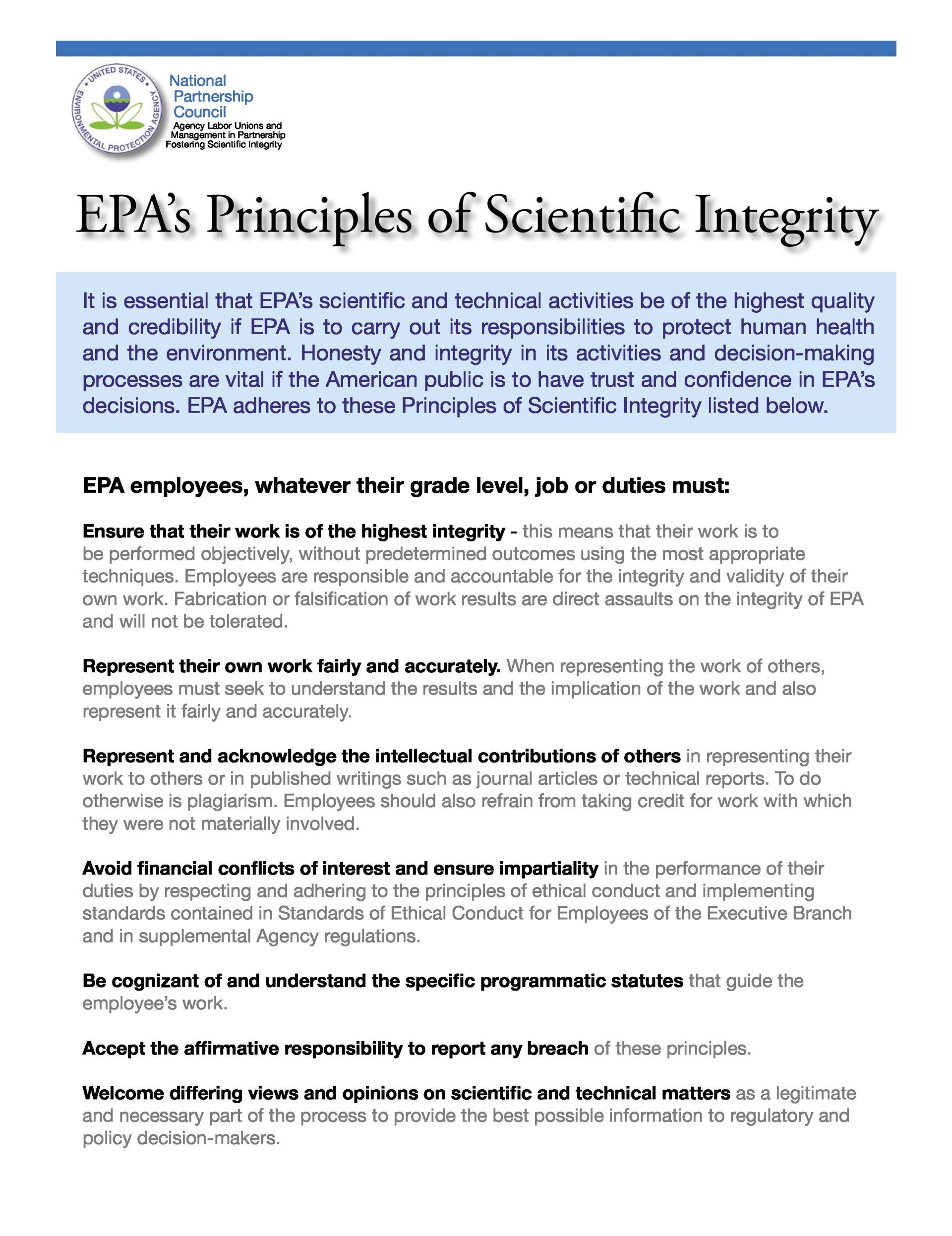 Scientific Integrity at EPA | US EPA