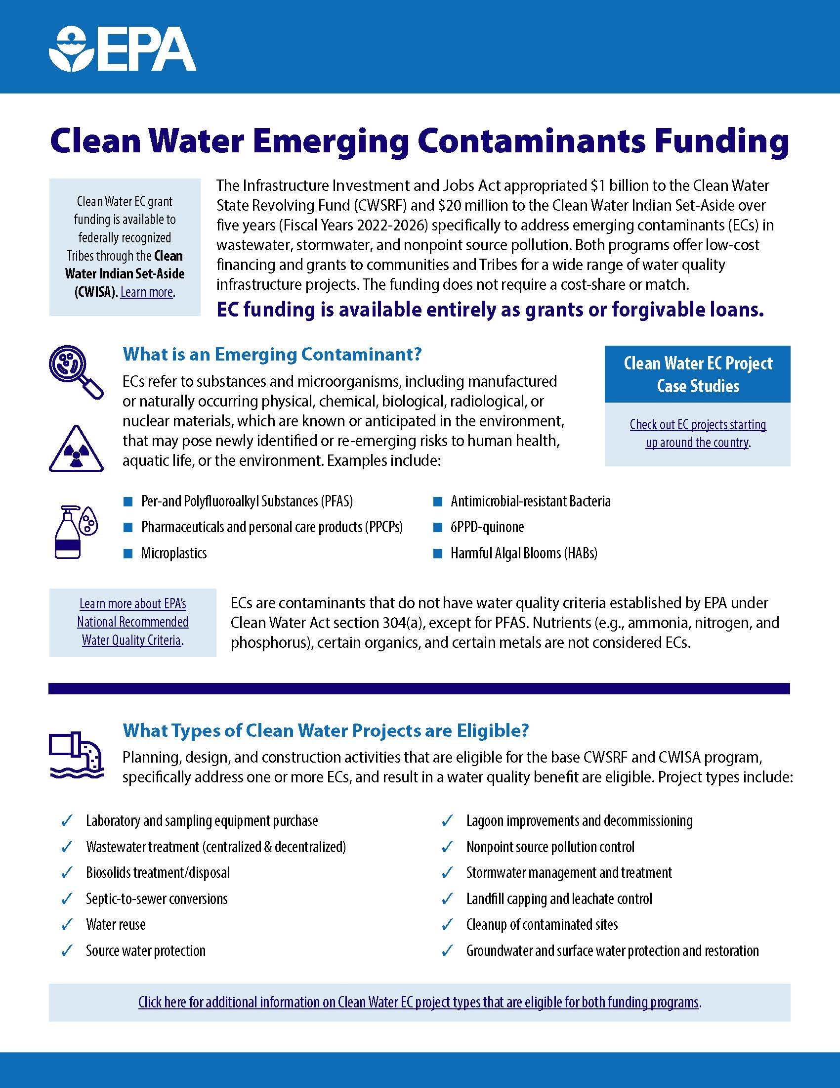 Clean Water State Revolving Fund Emerging Contaminants | US EPA