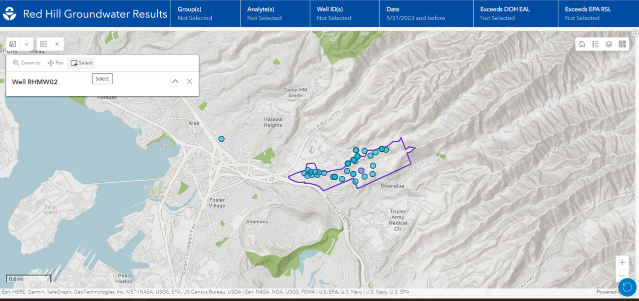 Red Hill Groundwater Results Application | US EPA