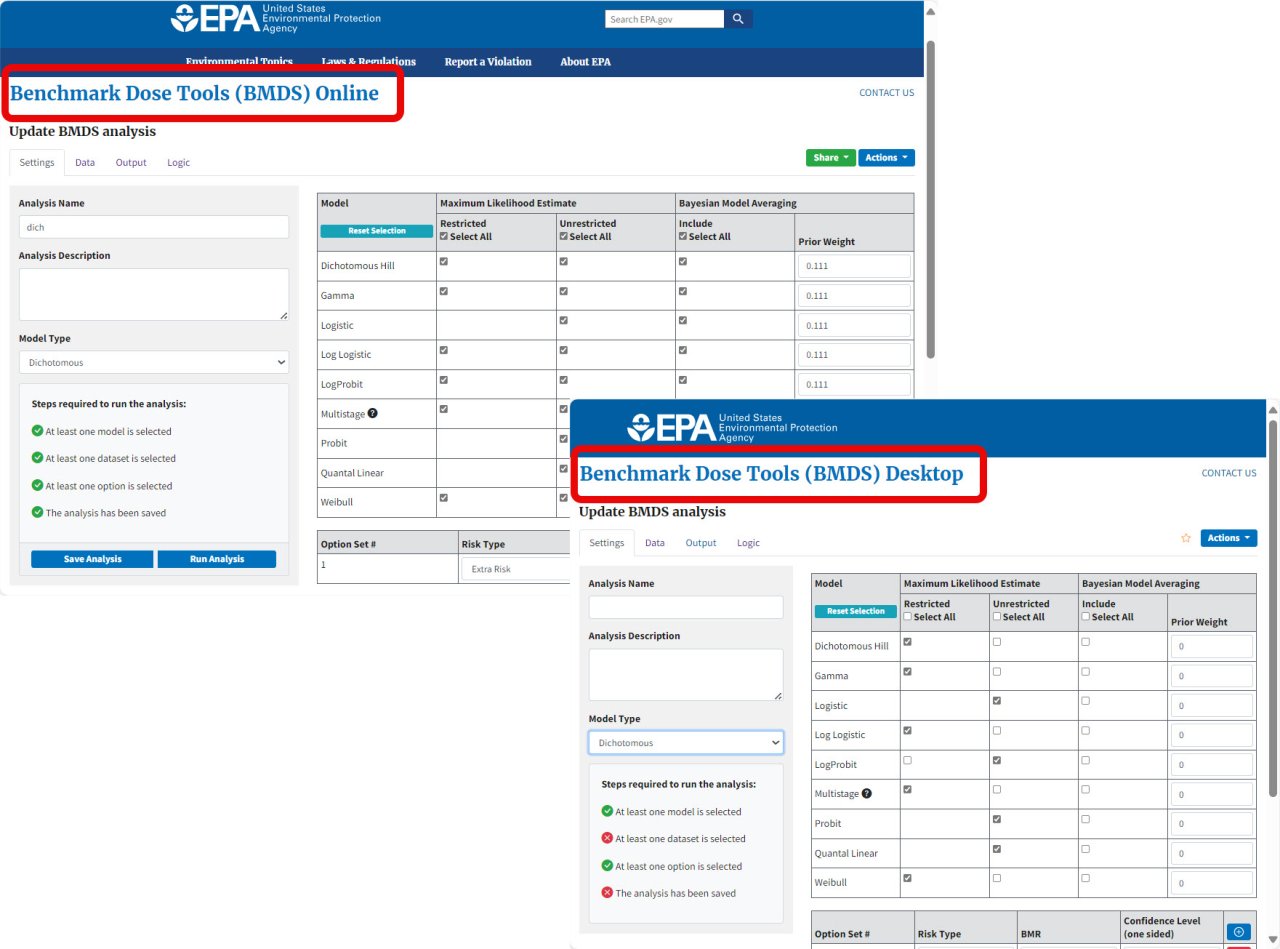 BMDS Online, BMDS Desktop, and pybmds | US EPA