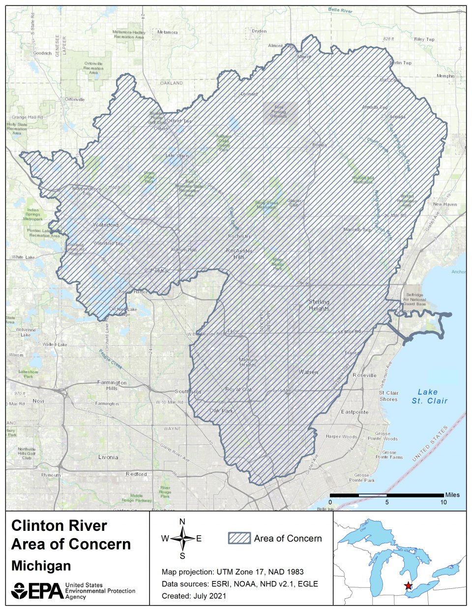Clinton River AOC Boundary Map | US EPA