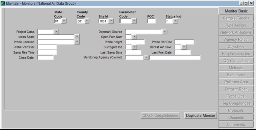 On-Line Data Tools - Maintain Monitor | US EPA