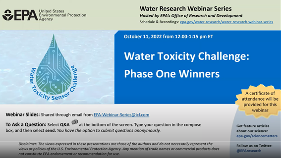 Winners of the Water Toxicity Sensor Challenge– Phase 1 | US EPA