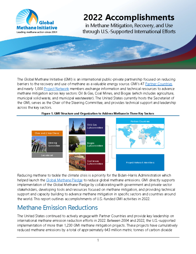 U.S. Government’s International Methane Mitigation Activities: 2022 Accomplishments | US EPA