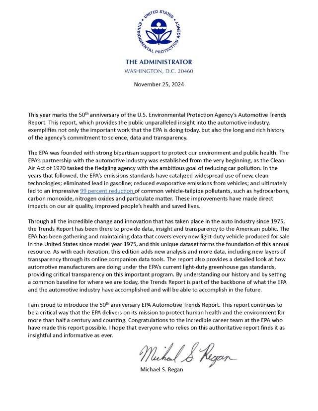 Letter from the Administrator on the 50th Anniversary of EPA’s ...