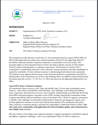 Water Technical Assistance (WaterTA) Information | US EPA